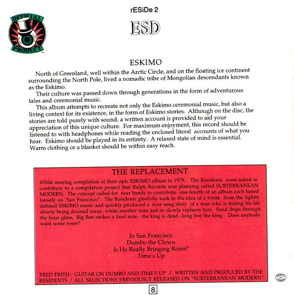 USED CD - The Residents – Eskimo (Classic Series) – Encore Records Ltd