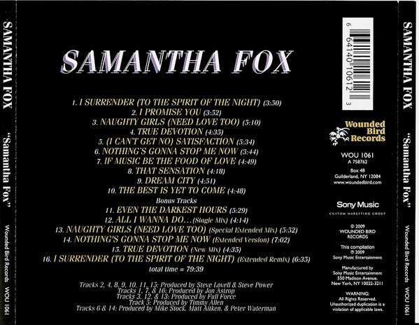 CD - Samantha Fox – Samantha Fox – Encore Records Ltd