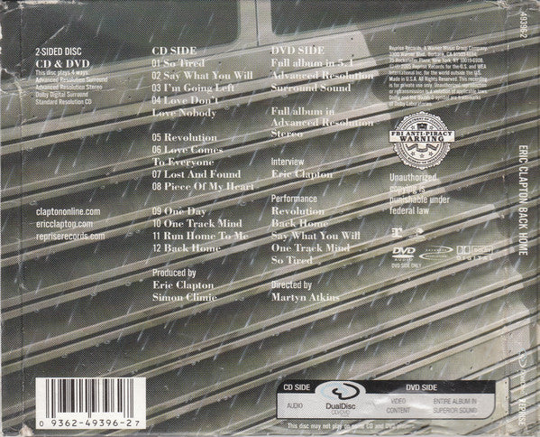 USED DUAL DISC - Eric Clapton – Back Home – Encore Records Ltd