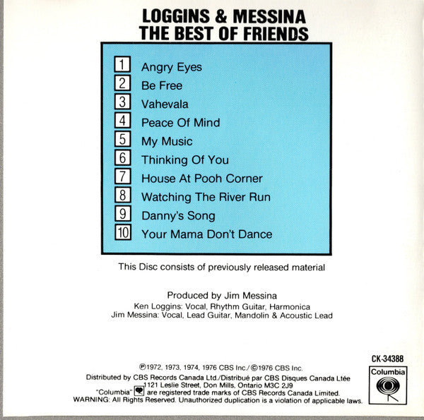 Loggins And Messina – The Best Of Friends - USED CD – Encore Records Ltd